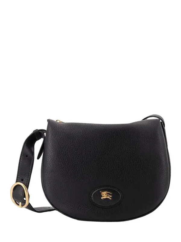 Burberry Hammered Leather Messenger Bag - Black