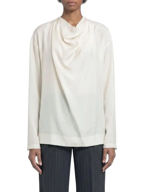 Carven Draped Silk Blouse - Ecru