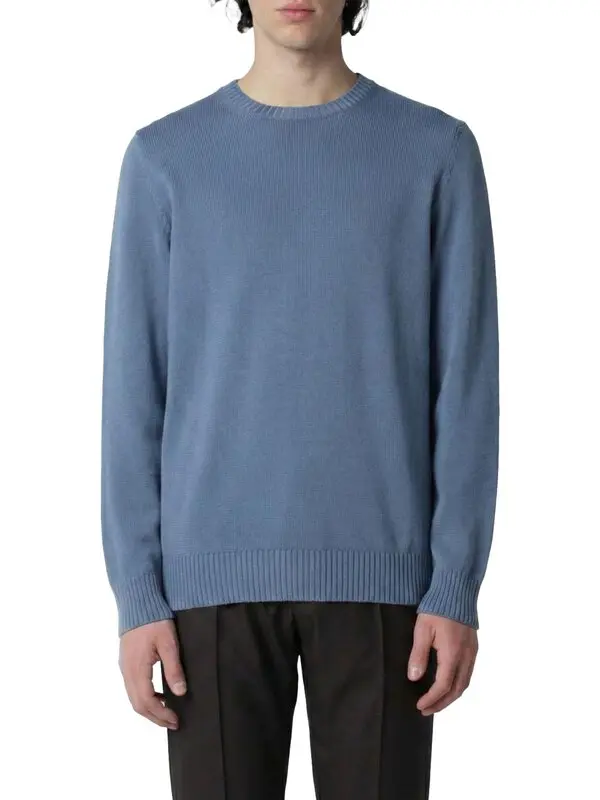 DRUMOHR Cotton Crew Neck Knit Top - Blue