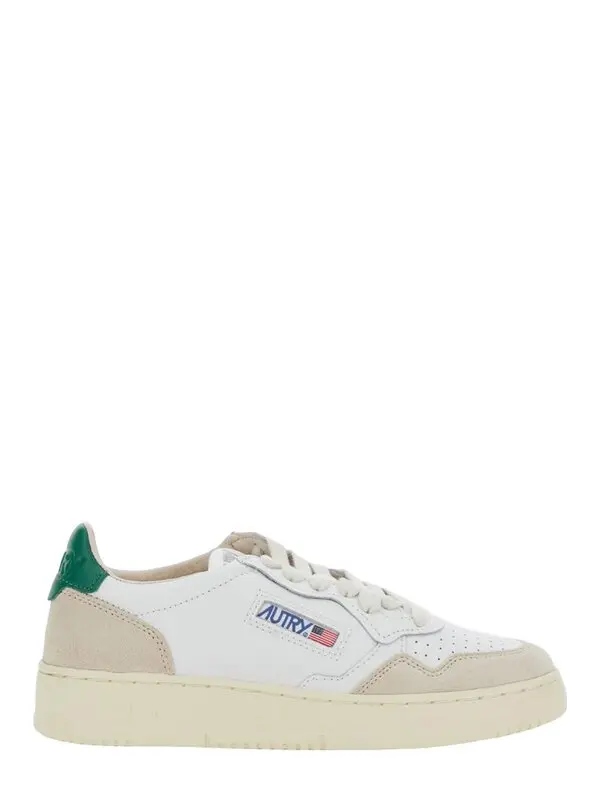 AUTRY Medalist Low Bi Leather Sneakers With Perforated Toe - Green