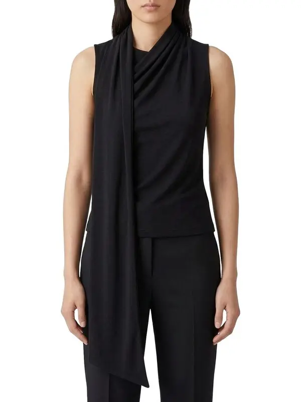 AMI Paris Stretch Viscose Off-the-shoulder Top - Black