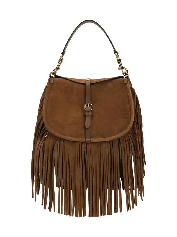 Etro Pony Suede Bag With Maxi Fringes - Brown