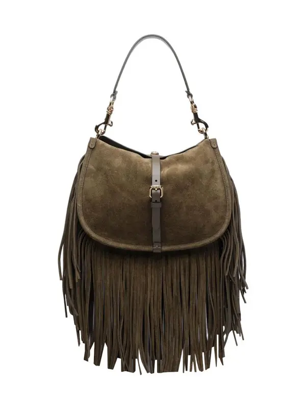 Etro Suede Fringe Shoulder Bag - Green