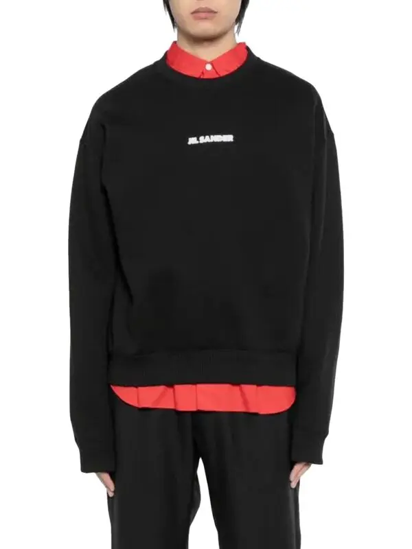 JIL SANDER Cotton Crewneck Sweatshirt With Logo - Black