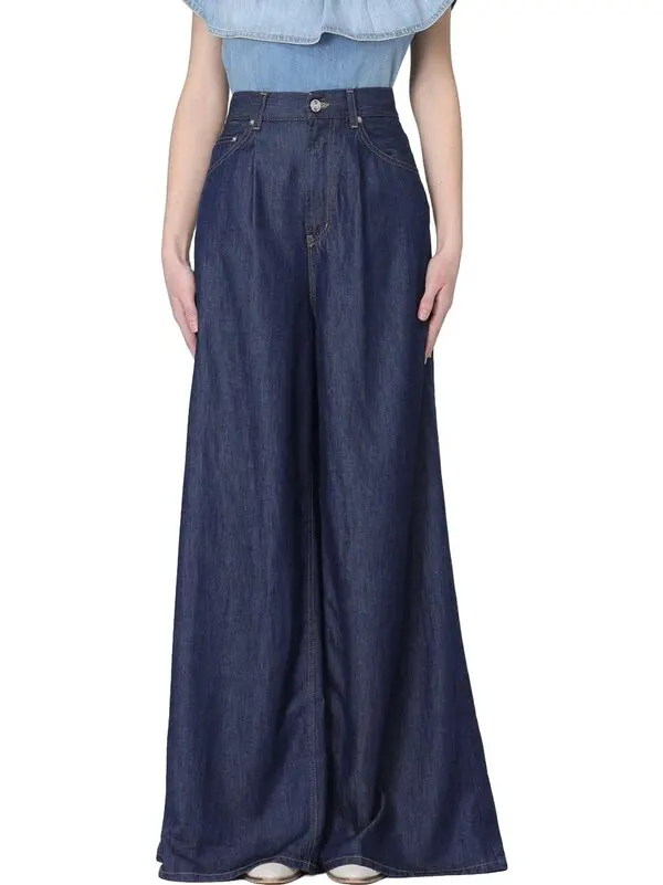 DONDUP Palazzo Jeans In Solid Cotton Denim - Blue