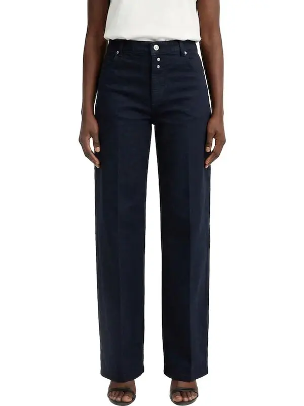Victoria Beckham Cotton Denim Straight Jeans - Navy