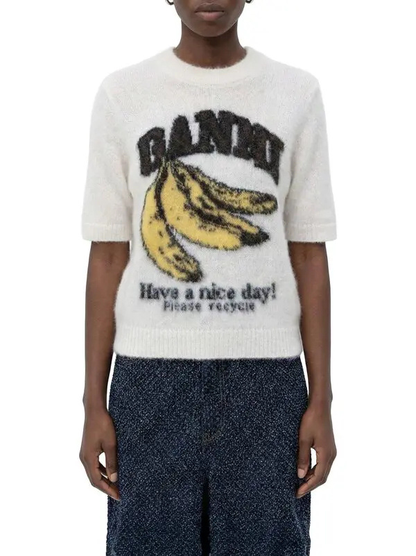 GANNI Banana Graphic Knit Jumper - Ivory