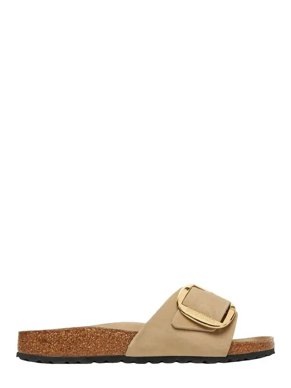 BIRKENSTOCK Madrid Big Buckle Oiled Leather Slides - Beige