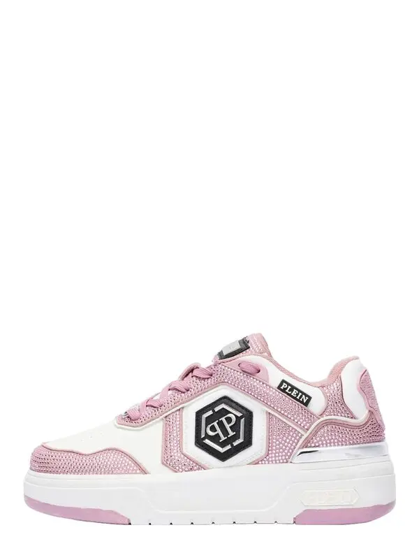 Philipp Plein Sk8r Rhinestone Embellished Leather Sneakers - Fuchsia