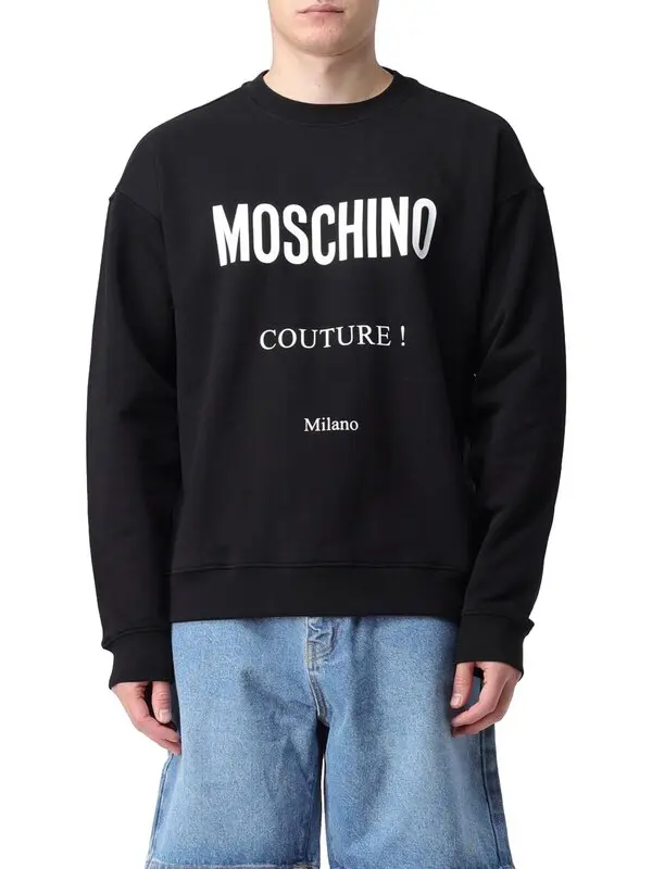 Moschino Cotton Sweatshirt With Logo Print - Black
