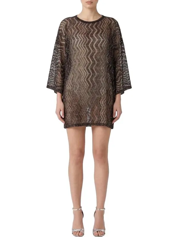 Missoni Zig Zag Knit Lurex Dress - Brown