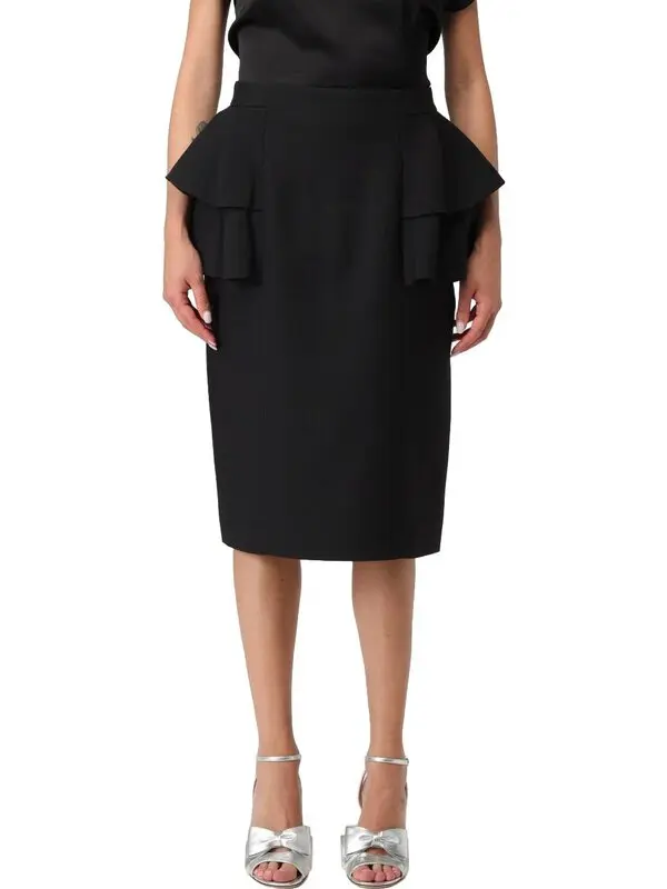 Valentino Garavani Ruffled Pencil Skirt - Black