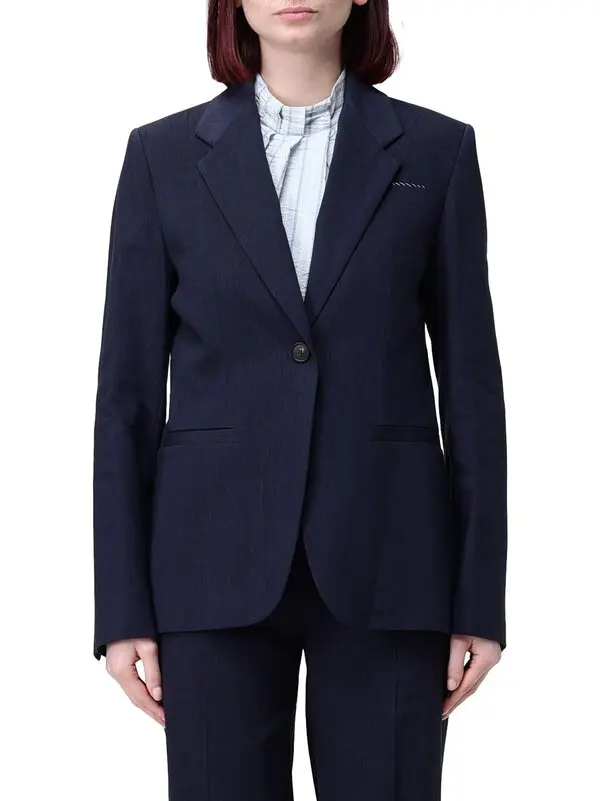 TELA Linen Blend Single-breasted Blazer - Blue