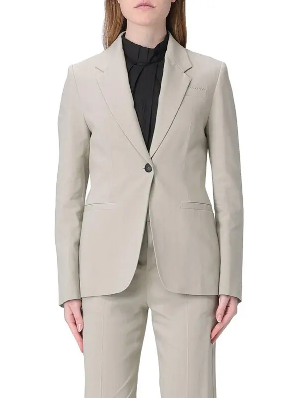TELA Linen Blend Single-breasted Blazer - Pearl