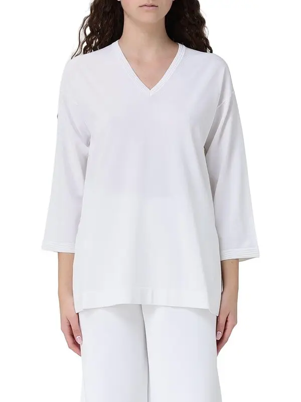 Max Mara Viscose Blend V-neck Knit Top - White