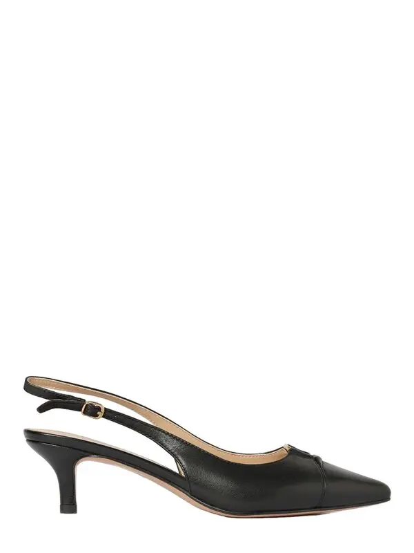 TWINSET Laminated Leather Slingback Pumps With Midstiletto Heel - Black