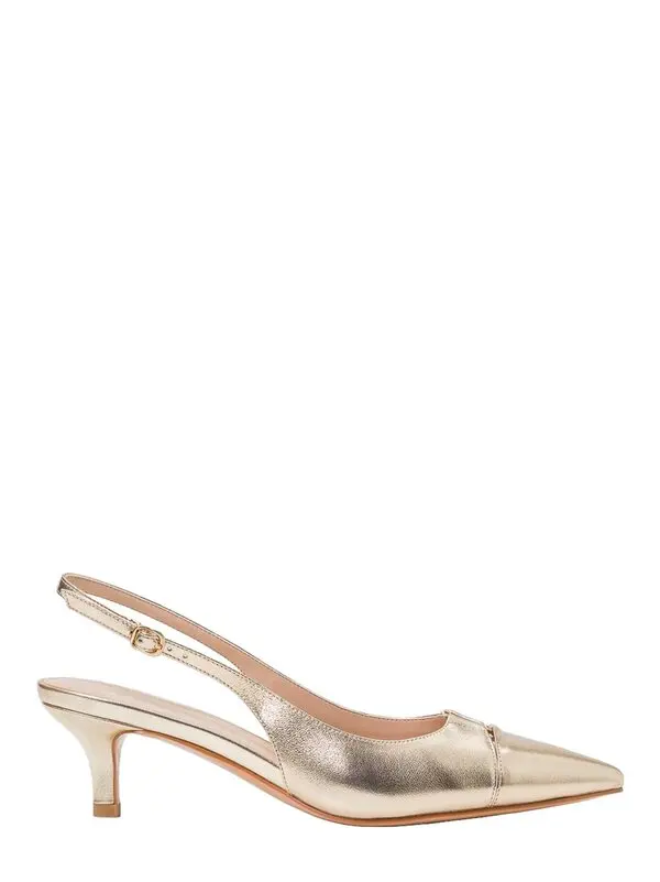 TWINSET Laminated Leather Slingback Pumps With Midstiletto Heel - Grey