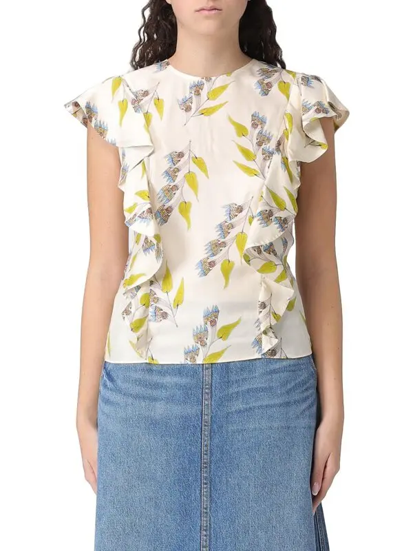 Ulla Johnson Printed Silk Ruffle Top - Multicolor