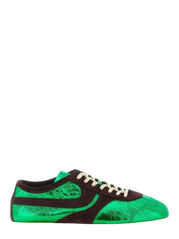 Dries Van Noten Laminated Leather Sneakers - Green