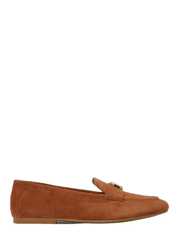 Ralph Lauren Suede Loafers With Metallic Logo Detail - Brown