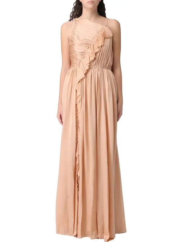 Ulla Johnson Asymmetrical Ruffled Maxi Dress - Beige