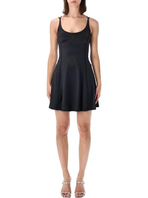 DIESEL® Slim Fit Stretch Nylon Mini Dress With Oval D Logo - Black
