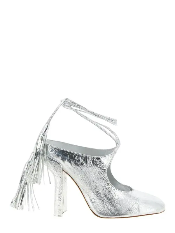 Dries Van Noten Laminated Lamb Leather Slingback Pumps - Silver