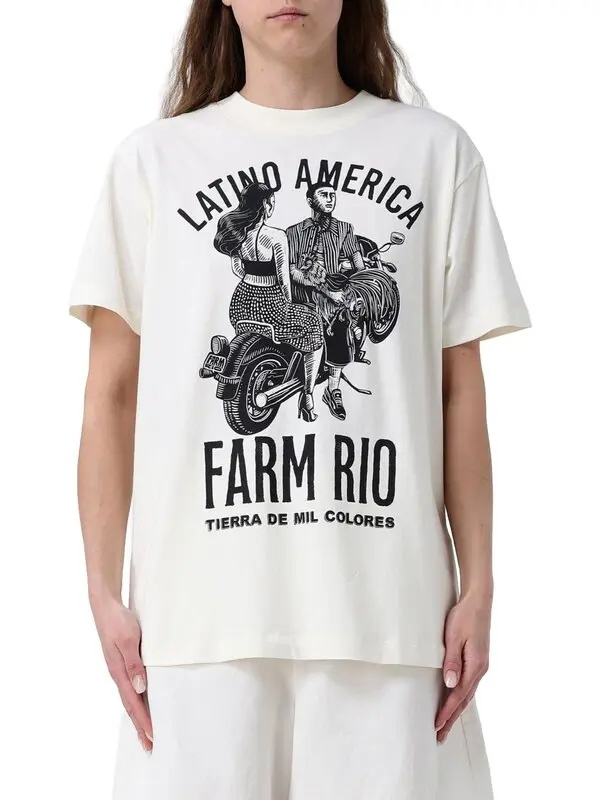 Farm Rio Graphic Print Linen Blend T-shirt - Beige