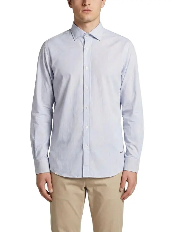 FAY Classic Striped Cotton Shirt - Blue