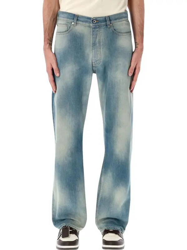 Off-White Diagonal Spray" Jeans - Blue