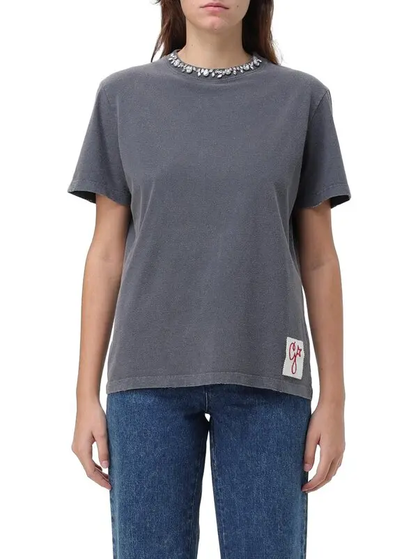 GOLDEN GOOSE T-shirt With Embellished Neckline - Black