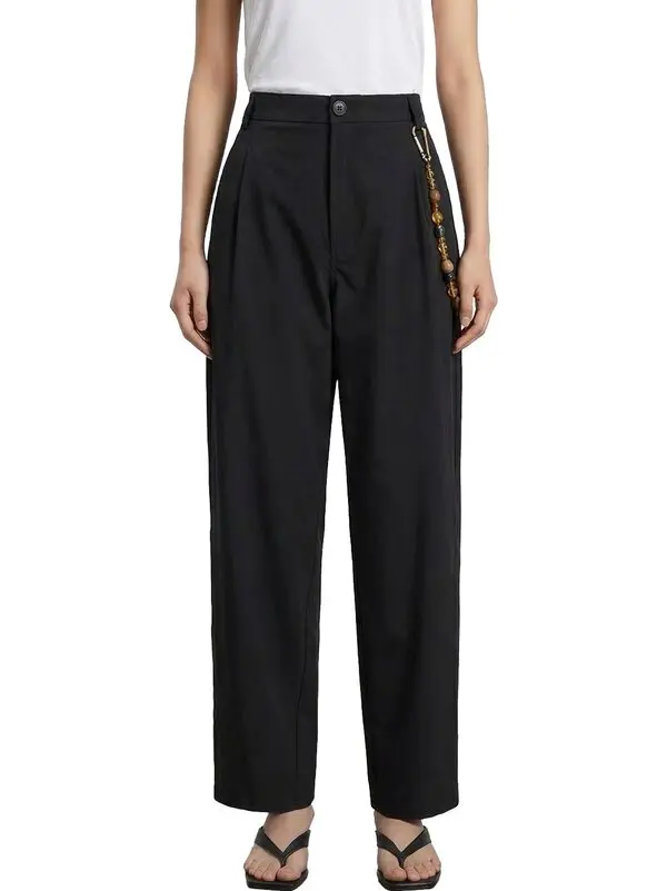 DARKPARK Phebe Wide Leg Cotton Trousers - Black