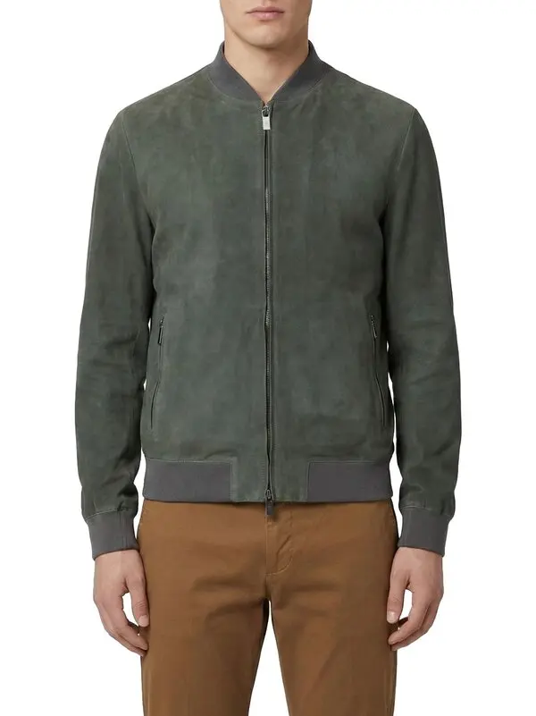 SALVATORE SANTORO Suede Bomber Jacket - Grey