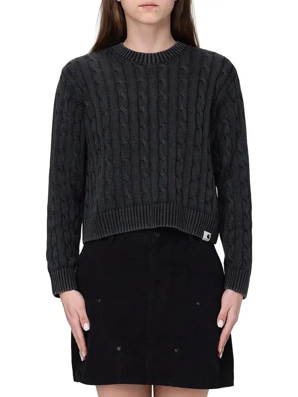 Carhartt Work In Progress Cotton Cable Knit Crewneck Sweater - Black