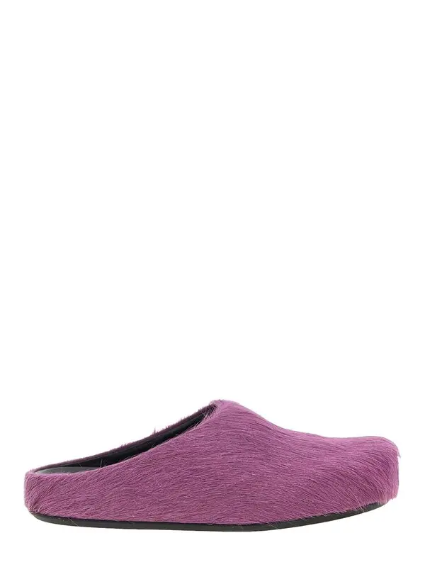 Marni Calf Hair Sabot Mules With A Round Toe And Rubber Sole - Violet
