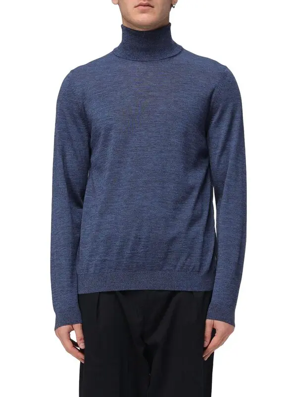 BOSS Fine Knit Roll Neck Jumper - Gnawed Blue