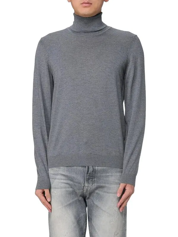 BOSS Fine Knit Roll Neck Jumper - Grey