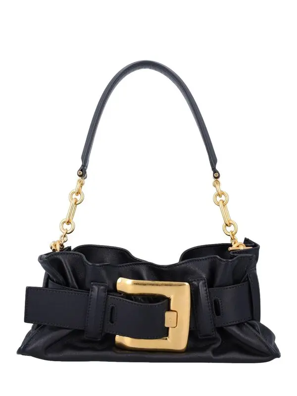 Balmain Leather Shoulder Bag - Black