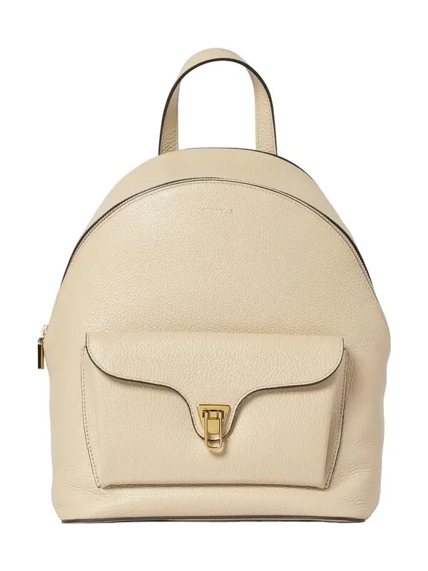 COCCINELLE Beat Generation Grained Leather Backpack - Sand