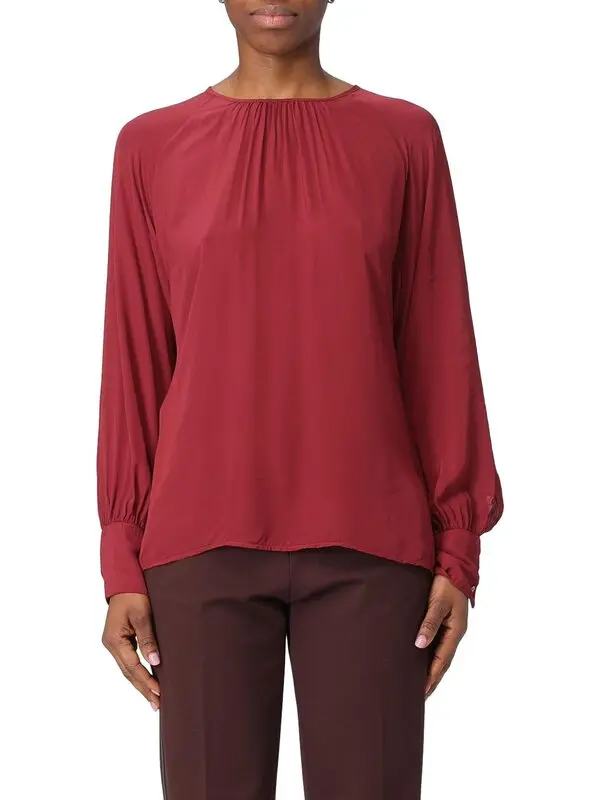 MASON'S Gathered Neck Long Sleeve Top - Red
