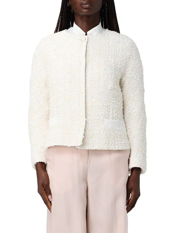 Max Mara Cotton Blend Tweed Jacket - Beige