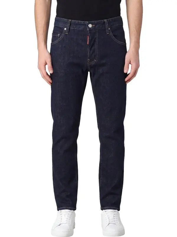 Dsquared2 Mid-rise Straight Fit Jeans In Cotton Denim - Navy