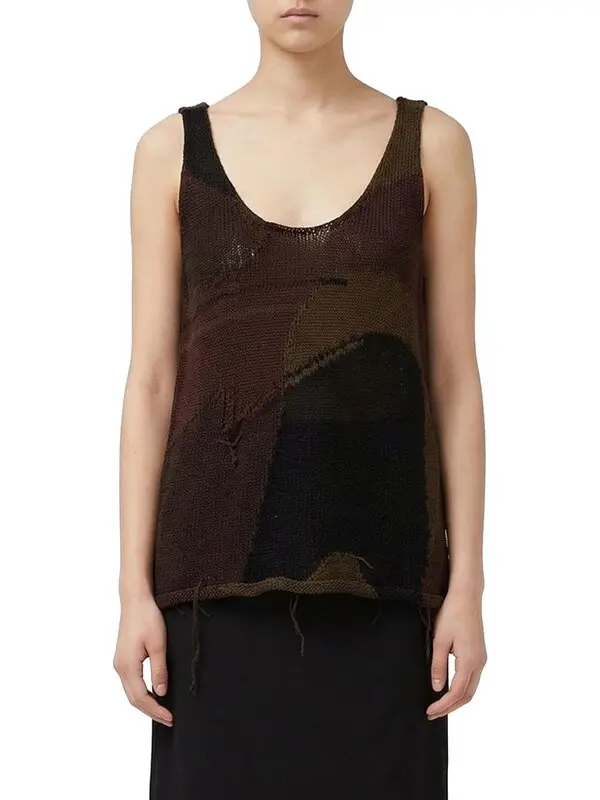 Our Legacy Abstract Pattern Organic Cotton Top - Brown