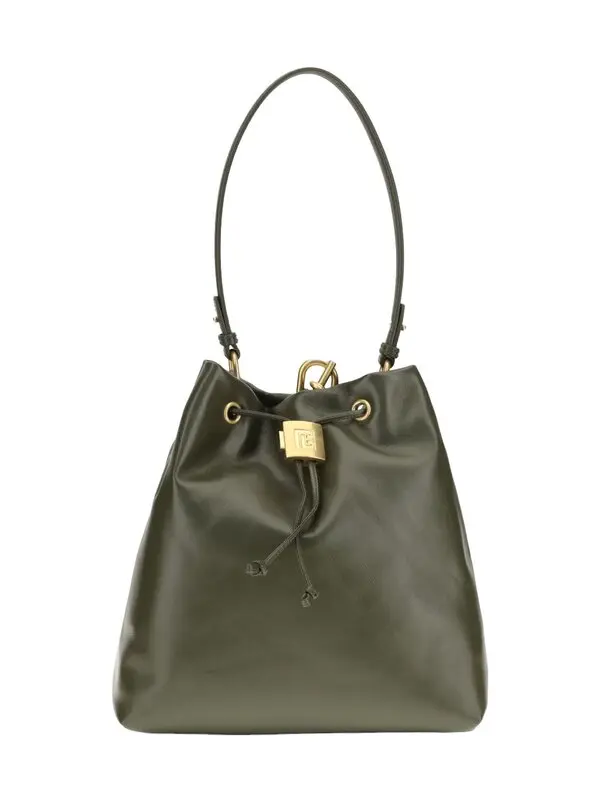 Balmain Calf Leather Bucket Backpack - Olive