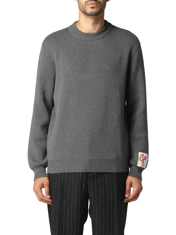 GOLDEN GOOSE Ribbed Knit Pullover With Appliqué Detail - Grey