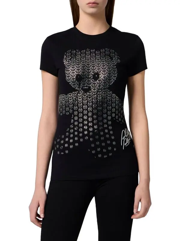 Philipp Plein Teddy Bear Embellished T-shirt - Black