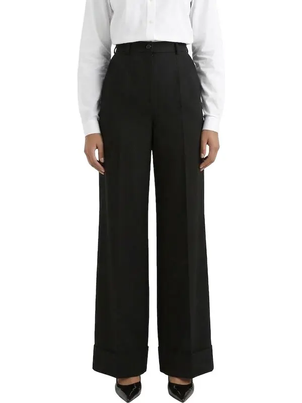 Dolce & Gabbana Virgin Wool Tailored Trousers - Black