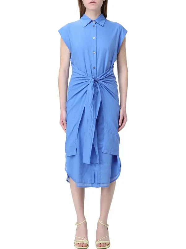 TELA Pure Cotton Midi Shirt Dress - Gnawed Blue
