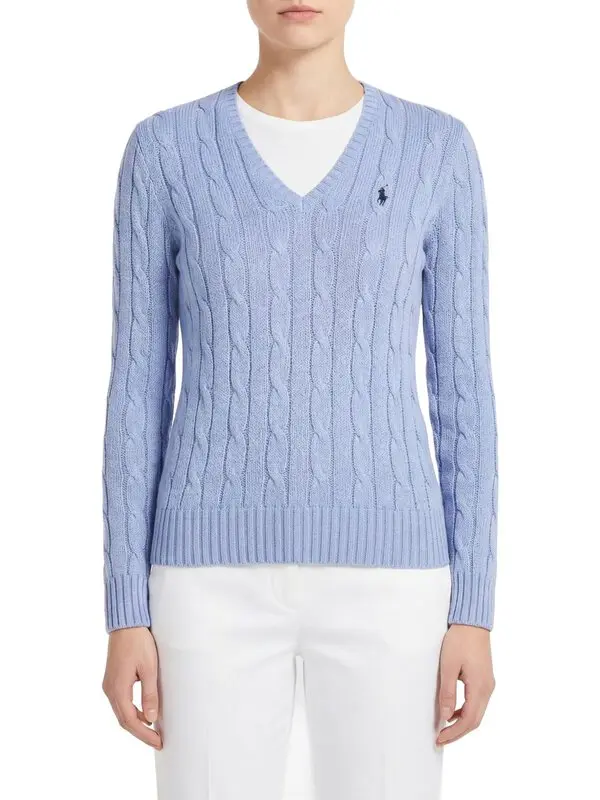 Ralph Lauren Cotton V-neck Sweater With Embroidered Logo - Black