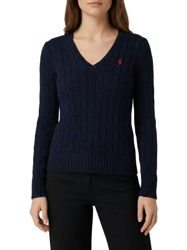 Polo Ralph Lauren Cable Knit V-neck Pullover - Navy